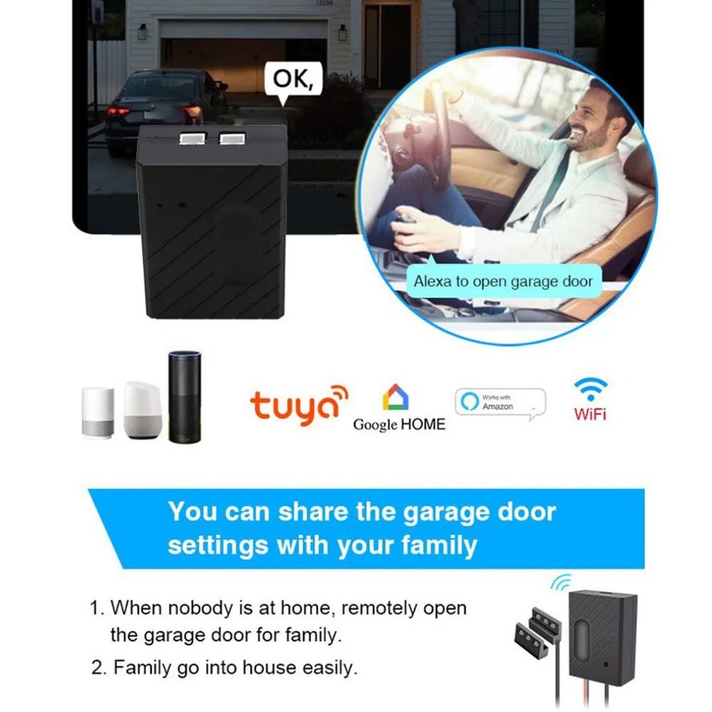 Умный WiFi-переключатель для гаражных ворот с поддержкой голосового управления через Amazon Alexa и Google Home