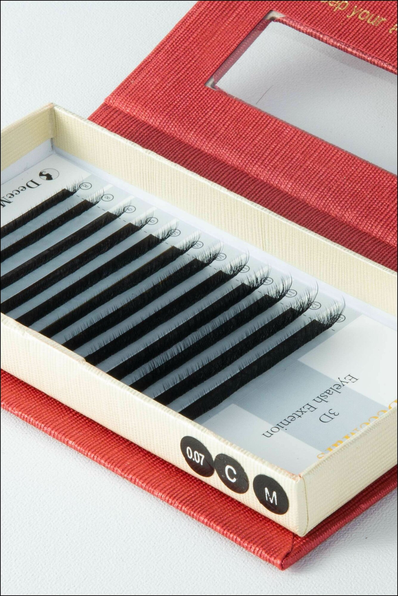 DeceMars Ресницы 3Д Черный, Наращивание смешанных ресниц, пучки 3D Микс 8мм. Изгиб M 0.07R