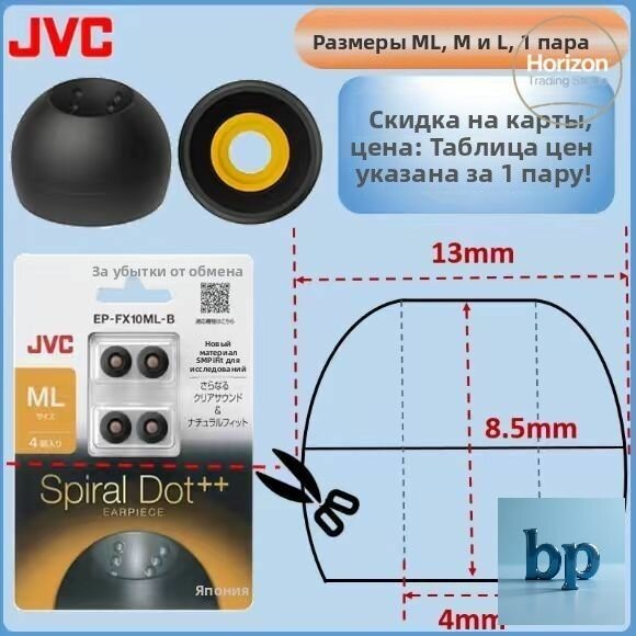 Амбушюры JVC Spiral Dot ++ EP-FX10 (1 пары ML)
