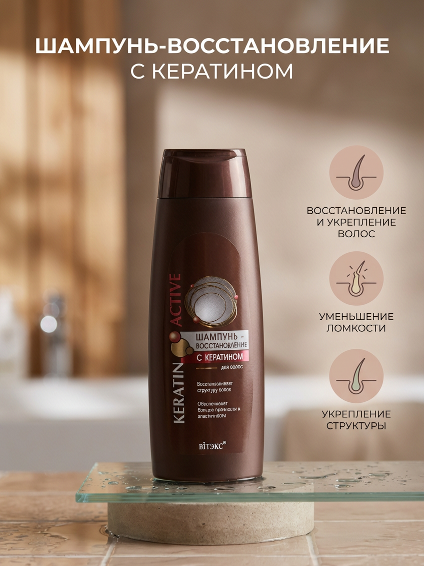 Витэкс шампунь-восстановление для волос Keratin Active с кератином 400 мл