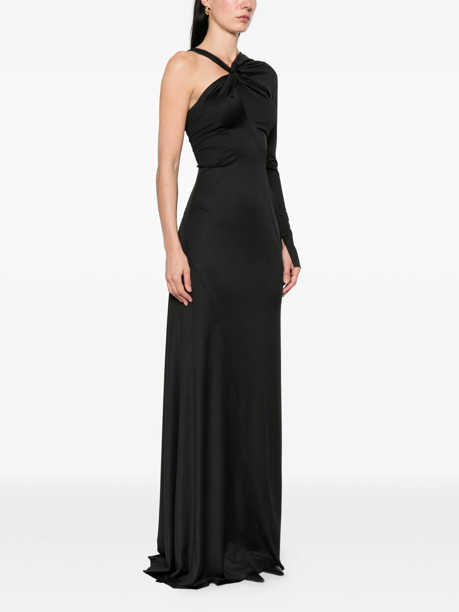 Платье Victoria Beckham Asymmetric one-shoulder gown, размер 8, black/black — фото 1