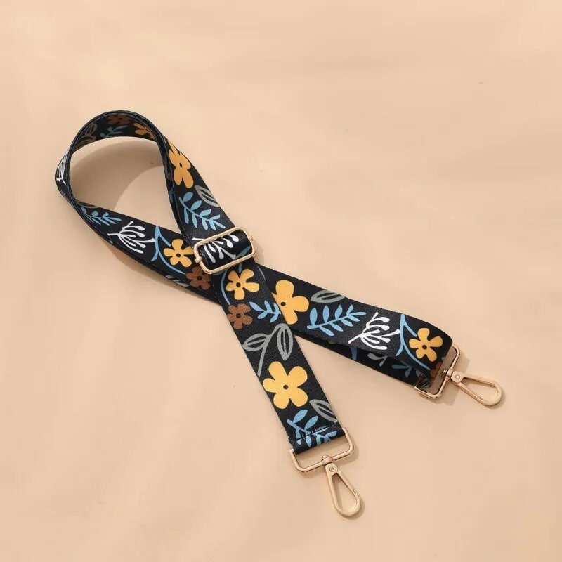 Вышитый ремень для сумки, цвет 3, Silver buckle
