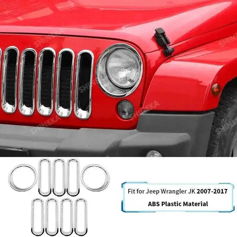 Хром накладки решетки Jeep Wrangler JK 2007-2017, Цвет: 9 pcs B