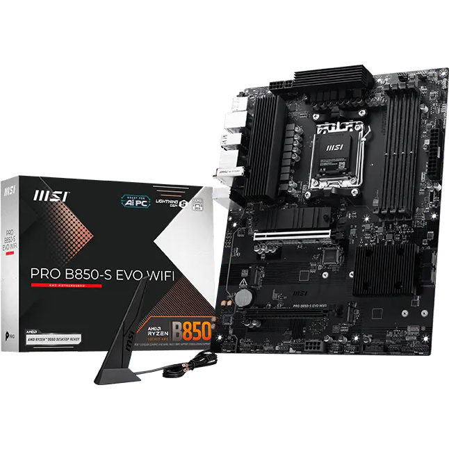 Материнская плата MSI PRO B850-S EVO WIFI Socket AM5 AMD B850 4xDDR5 ATX AC`97 8ch(7.1) 5Gigabit RAID+HDMI+DP