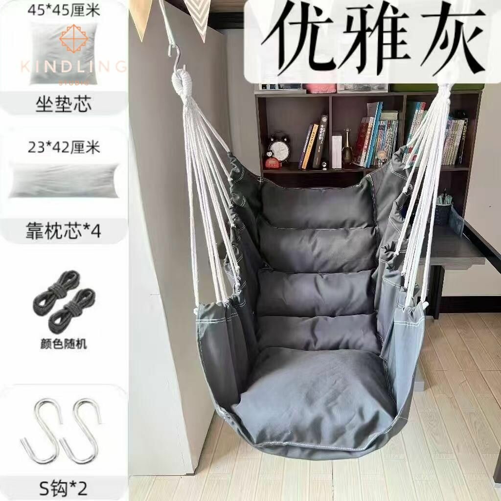 Подвесное кресло-гамак для дома и балкона, уютное кресло-кокон из ротанга с подушкой, крепление для комнаты и дачи 130CM