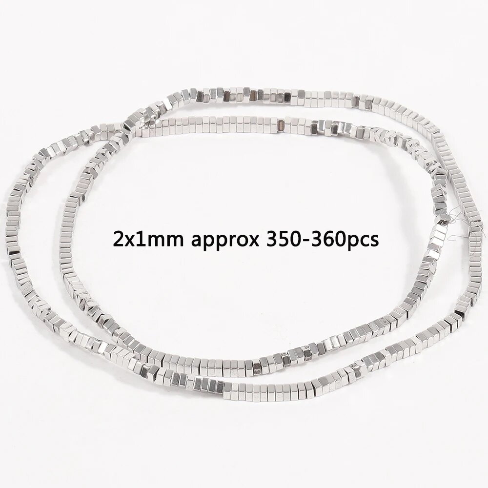 Хематитовые бусины 2x1 мм, серебряные, 350-360 шт