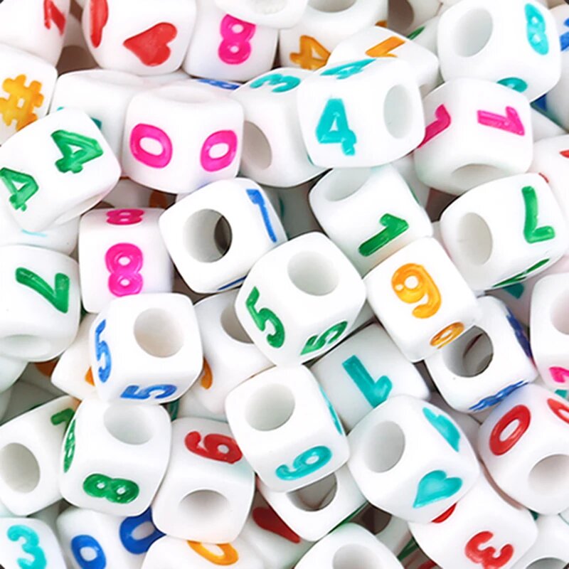 Акриловые квадратные бусины с алфавитом, 100 шт 7mm 100Pcs