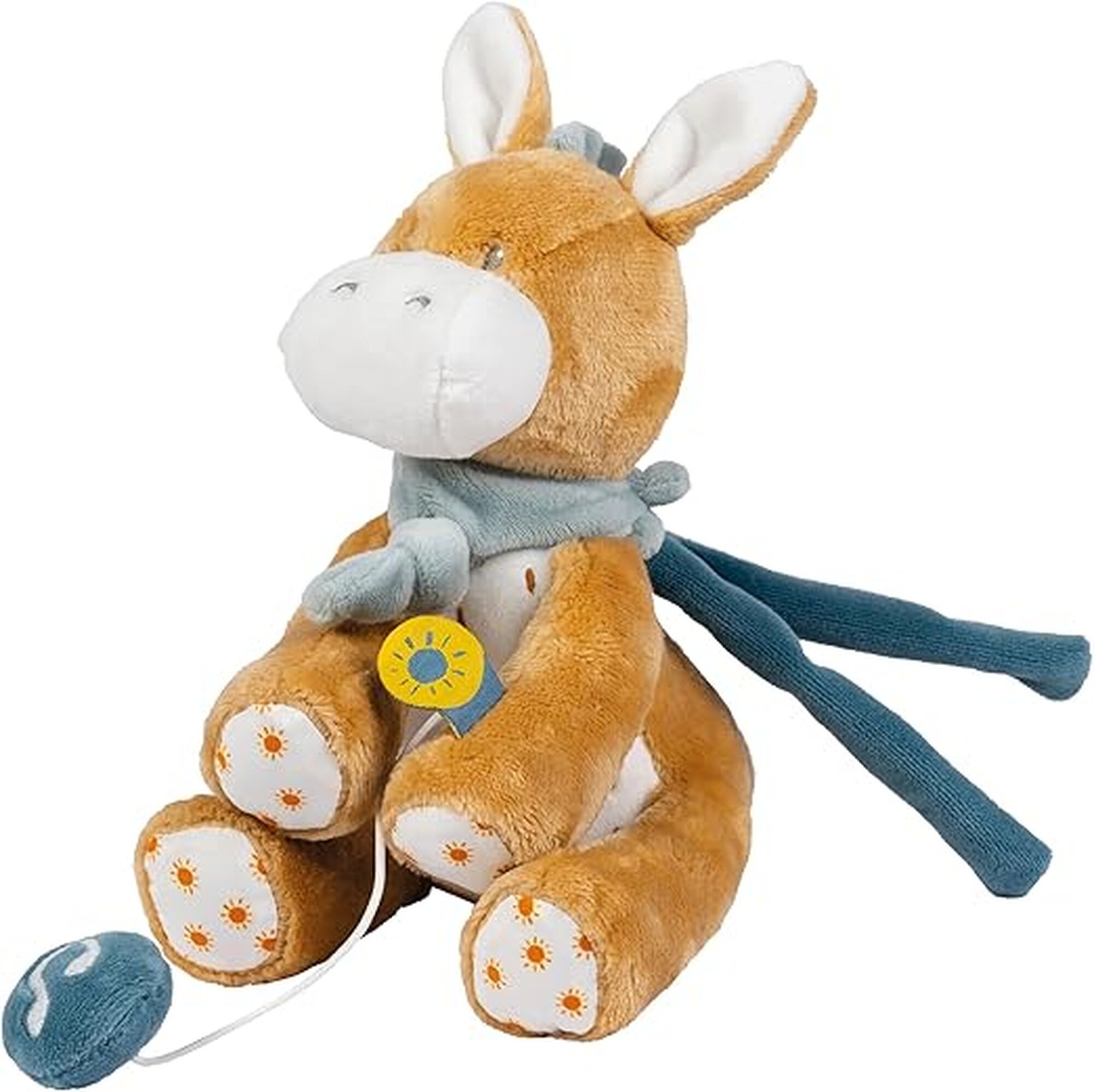 Игрушка мягкая Nattou - Музыкальный ослик темно-бежевого цвета, 22 см - 595070