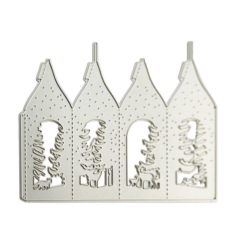 Металлические трафареты «Олень на ёлке», Серебро