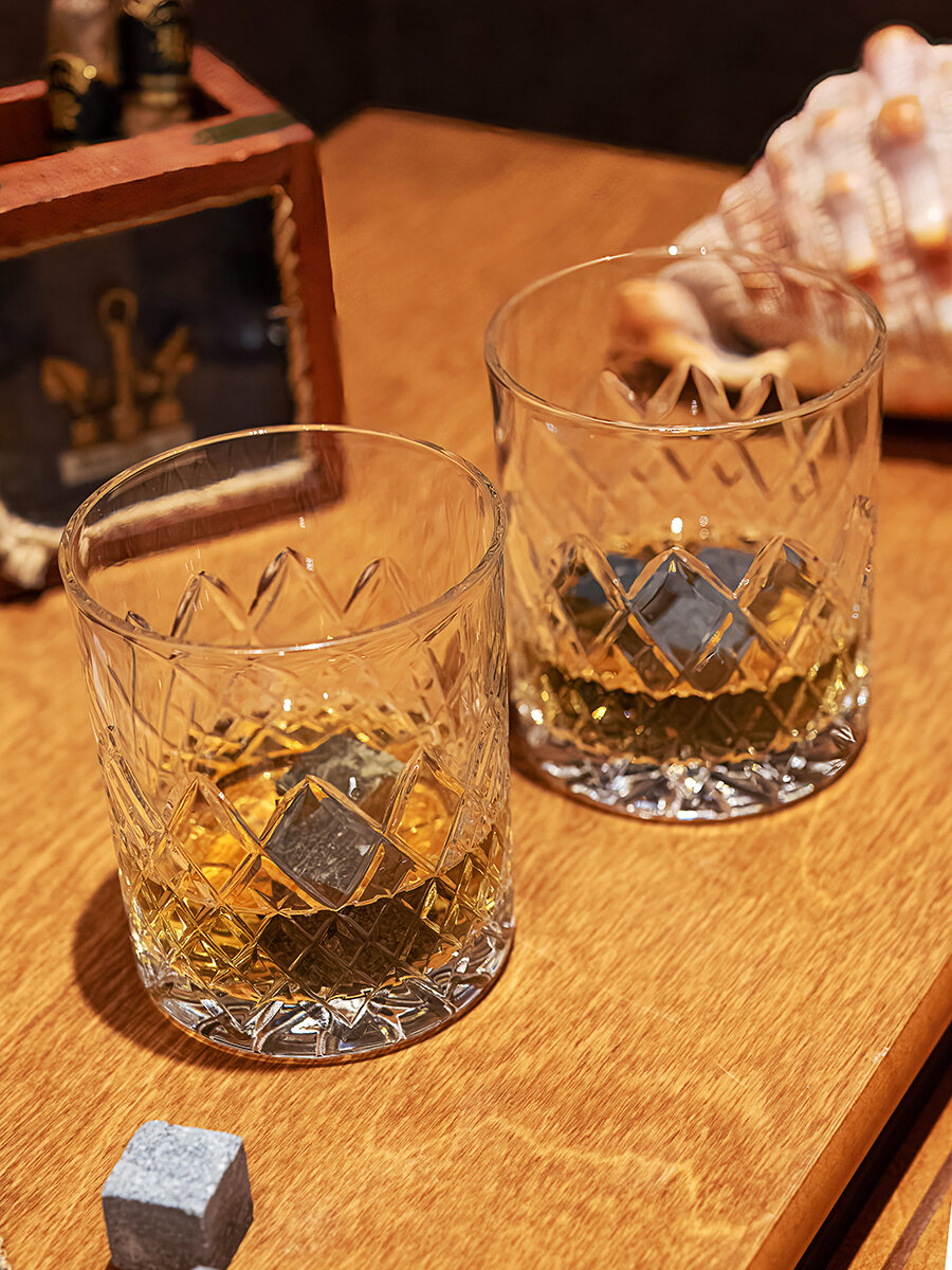 Хрустальные стаканы для виски коньяка и других крепких алкогольных напитков 330 мл. набор 2 шт. Неман
