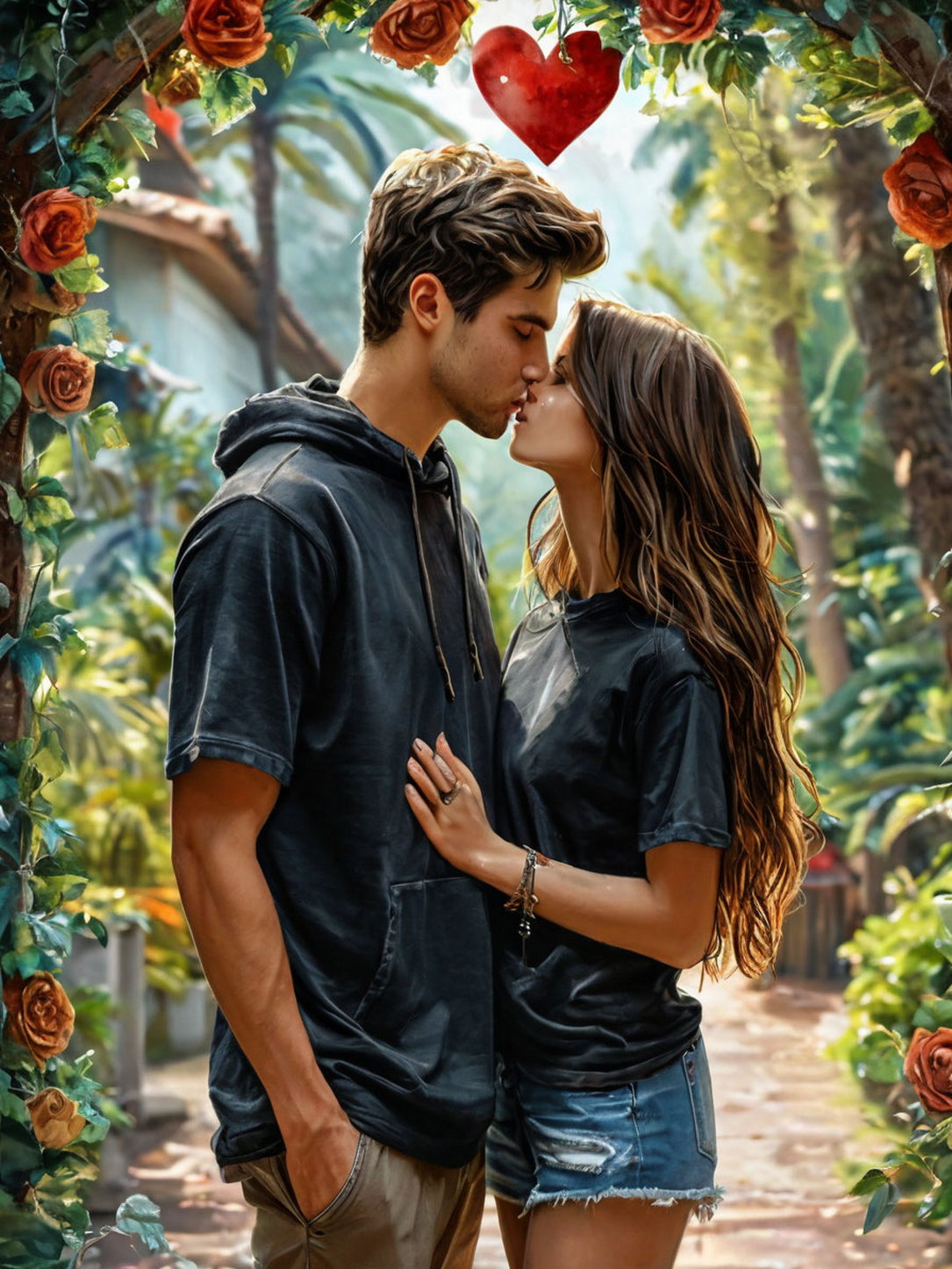 Картина на стену для интерьера "Нежный поцелуй" 40х50 см, холст на подрамнике, ArtInter