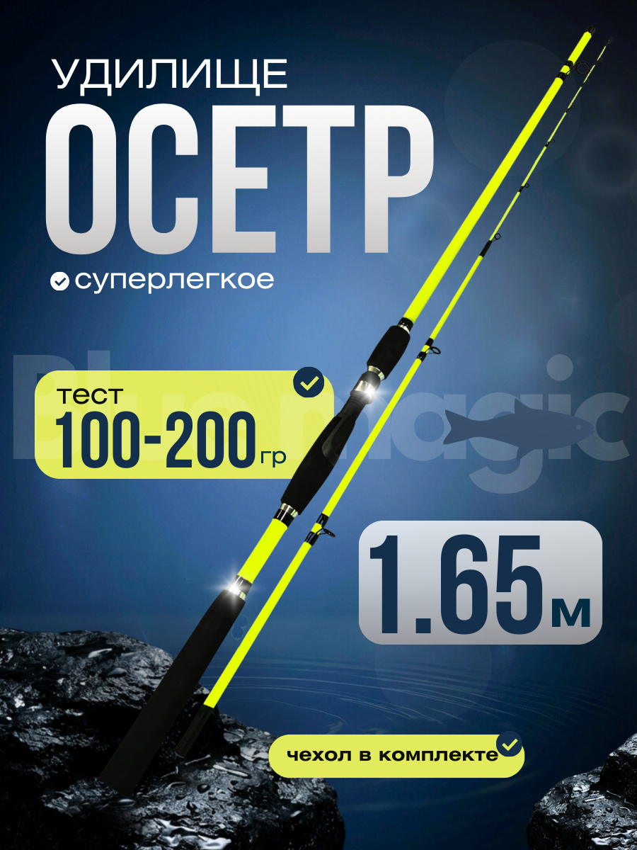 Удилище фидерное / удочка для рыбалки Zori осётр тест 100-200g 1,65м для троллинга