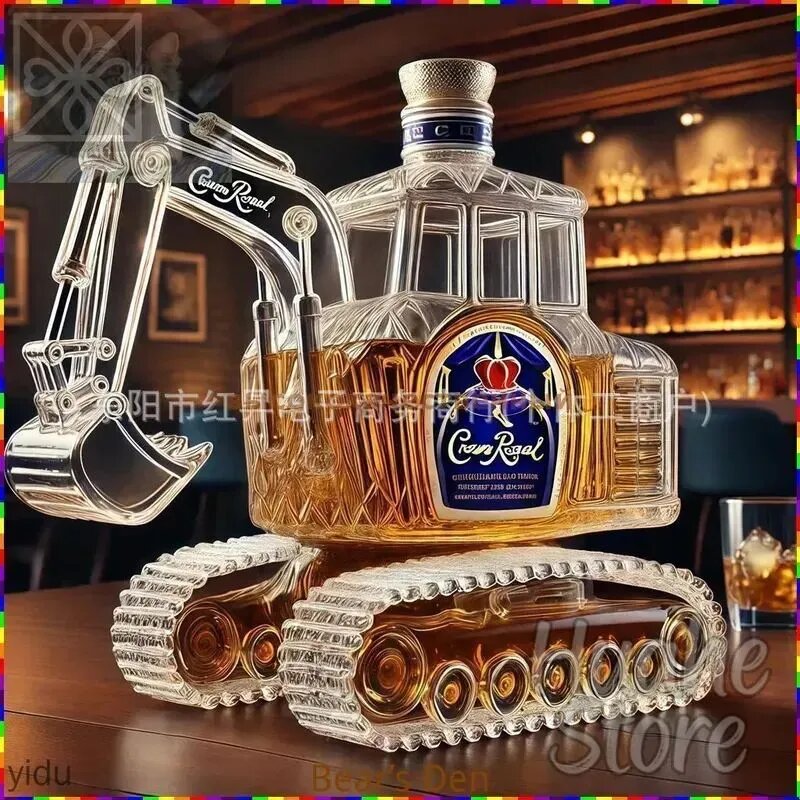 Бутылка в виде экскаватора Crown Royal для алкогольных напитков из стекла