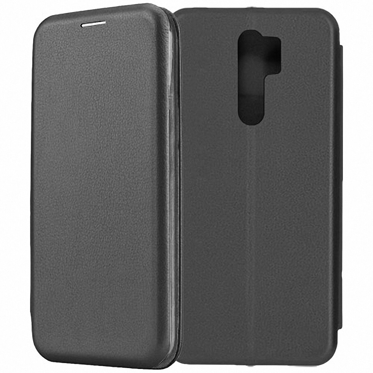 Чехол-книжка для Redmi 9 чёрный / подставка, отделение для карт