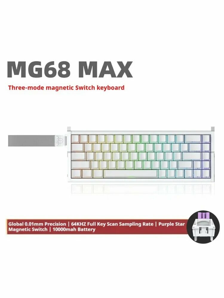 IROK MG68 Pro MAX Магнитный переключатель Проводное подключение Точность 0,01 мм Отклик 8K Горячая замена RGB-подсветка Игровая клавиатура