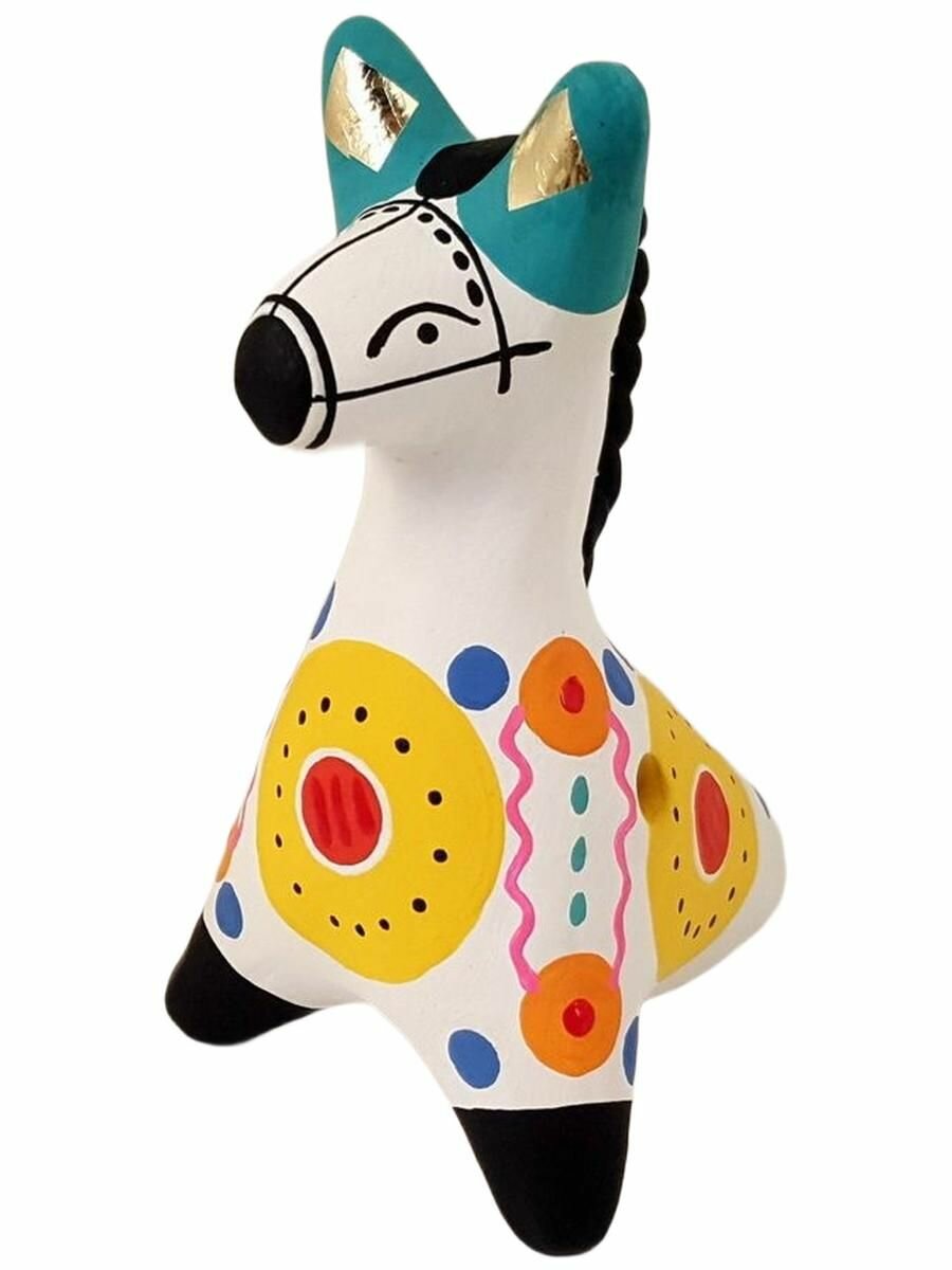 Свистулька №2 Конь(1), Дымковская глиняная игрушка, ручная авторская работа