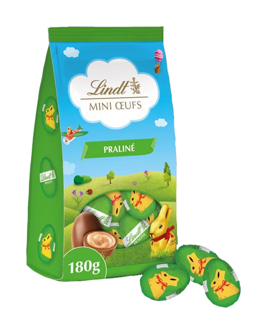Шоколадные мини яйца Lindt пралине пасхальная коллекция, 180г х 1шт