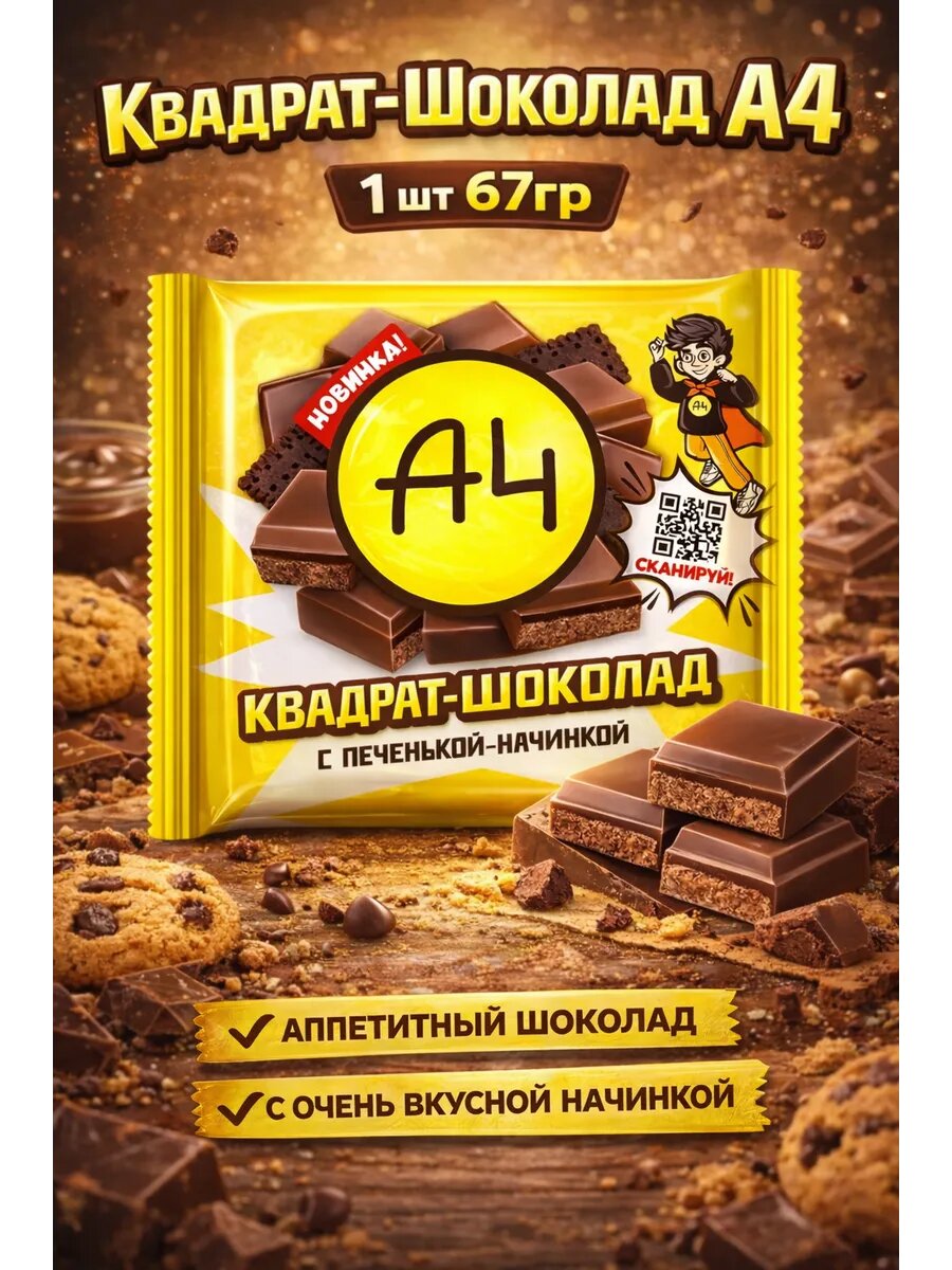 Квадрат-шоколад Влад А4 1 шт 67 гр