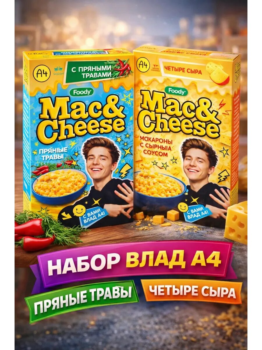 Макаронные изделия эм-1 Набор 2 вкуса макарон Влад А4 Mac&Cheese по 143 гр, 300 г