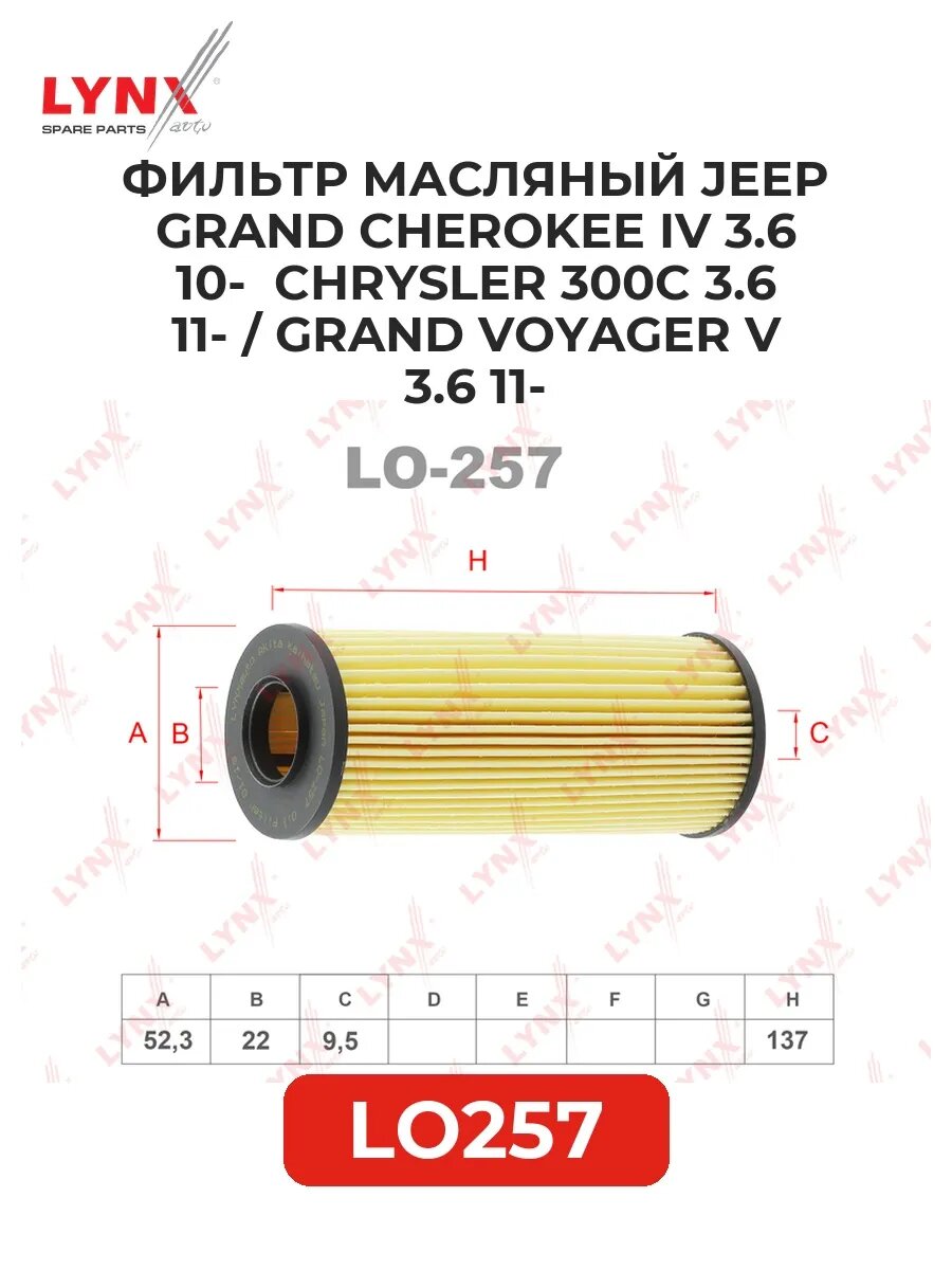 Фильтр масляный JEEP Grand Cherokee IV 3.6 10- CHRYSLER 3.