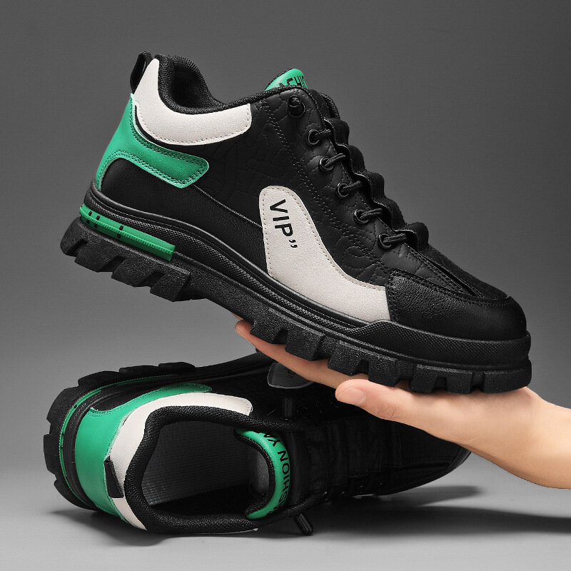 LUO Обувь мужская Осенняя для подростков Толстая подошва доска обувь/black green