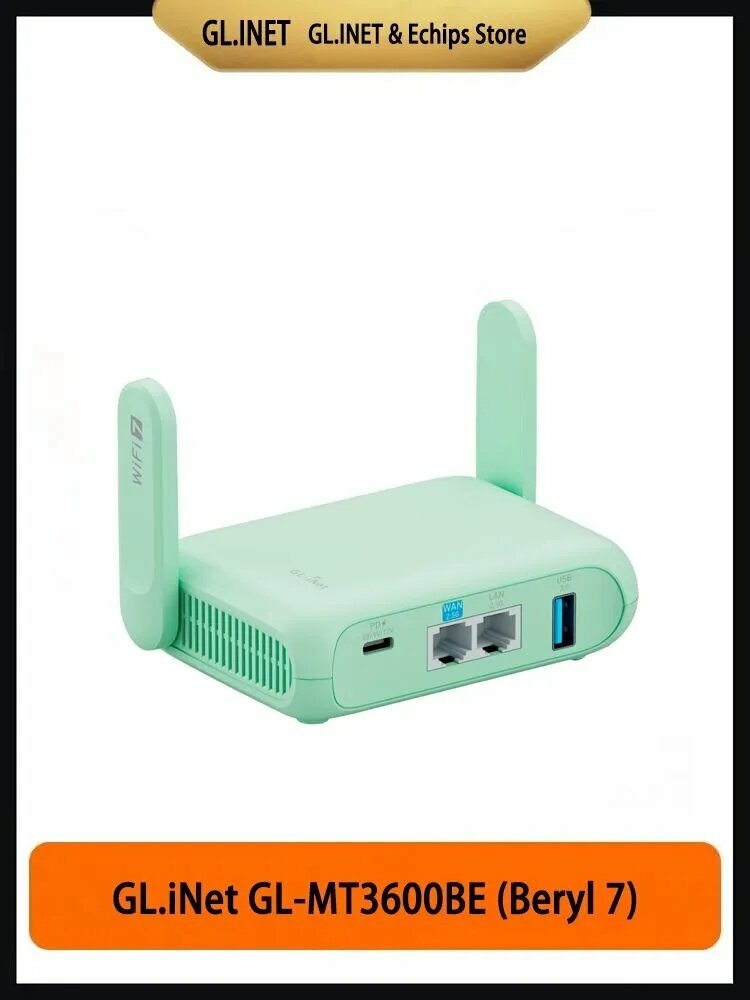 GL.iNet GL-MT3600BE (Beryl 7) Портативный дорожный маршрутизатор, карманный беспроводной маршрутизатор Wi-Fi 7 2.5G, мини-портативные VPN-маршрутизаторы Wi-Fi для автомобиля