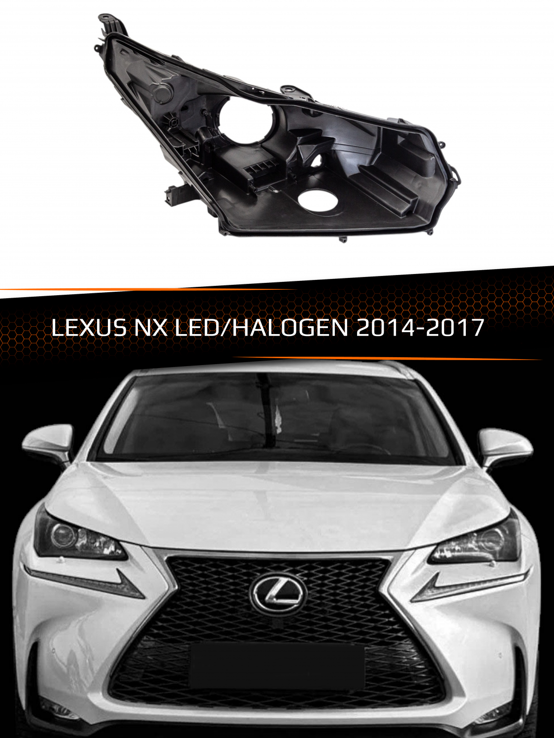 Корпус фары LEXUS NX LED/HALOGEN (2014-2017) (правый)