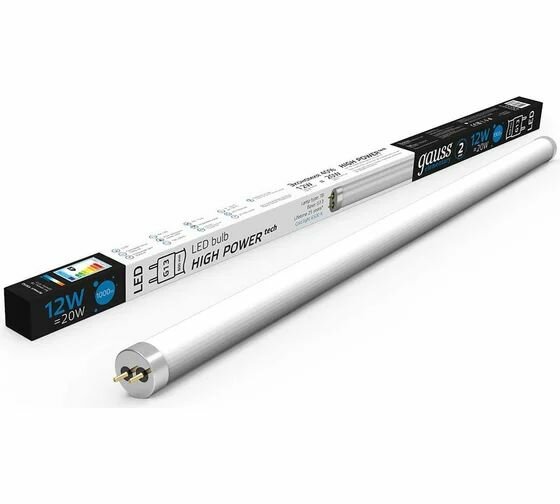 Лампа Gauss Elementary T8 12W 1000lm 6500K G13 600mm стекло LED