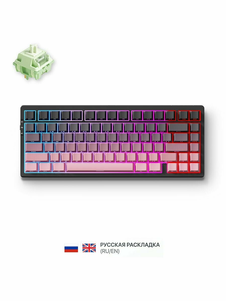 Механическая клавиатура Mchose G75 Pro, 3 типа подключения, 98%, цвет Black Pink, переключатели Matcha Latte Switch