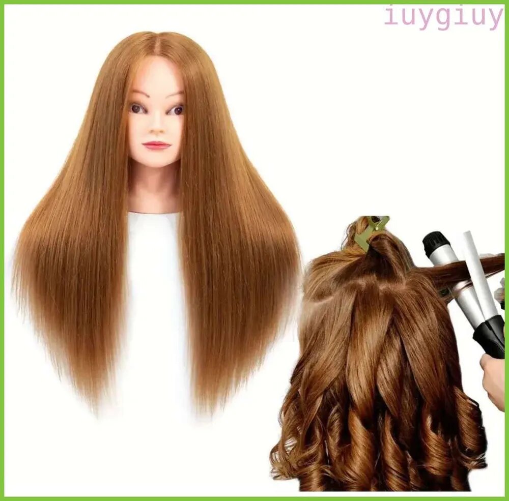 2026Учебная голова манекен / Инструмент кукла для парикмахера с натуральными волосами + штатив