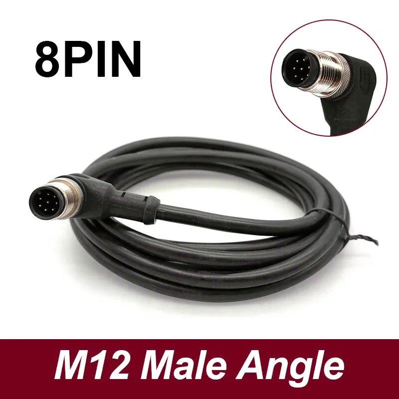 Кабель M12 8pin, косой, 2 метра