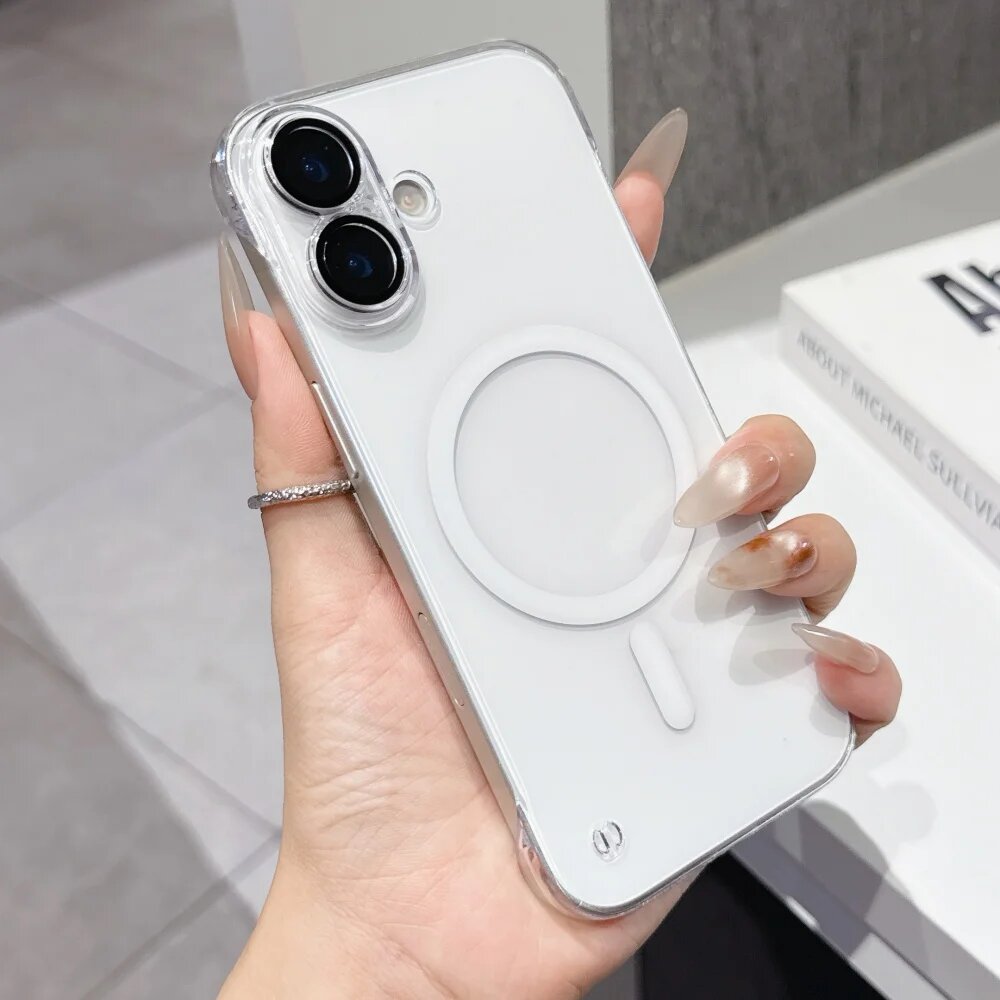 Белый прозрачный чехол MagSafe для iPhone 14