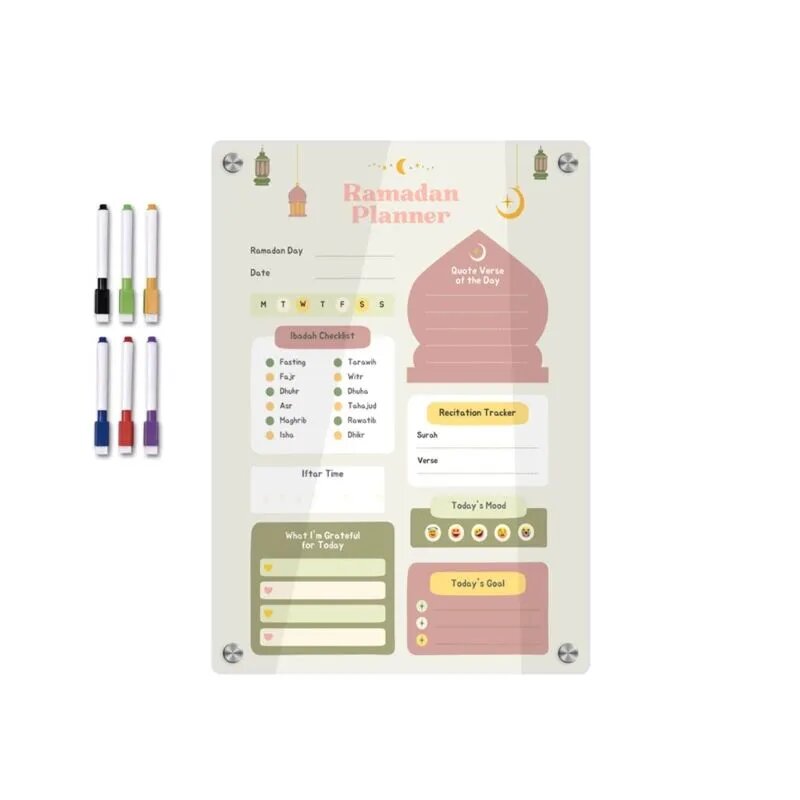 Магнитный планер для холодильника Ramadan Planner для женщин, акриловая доска для заметок, для планировщика приема пищи