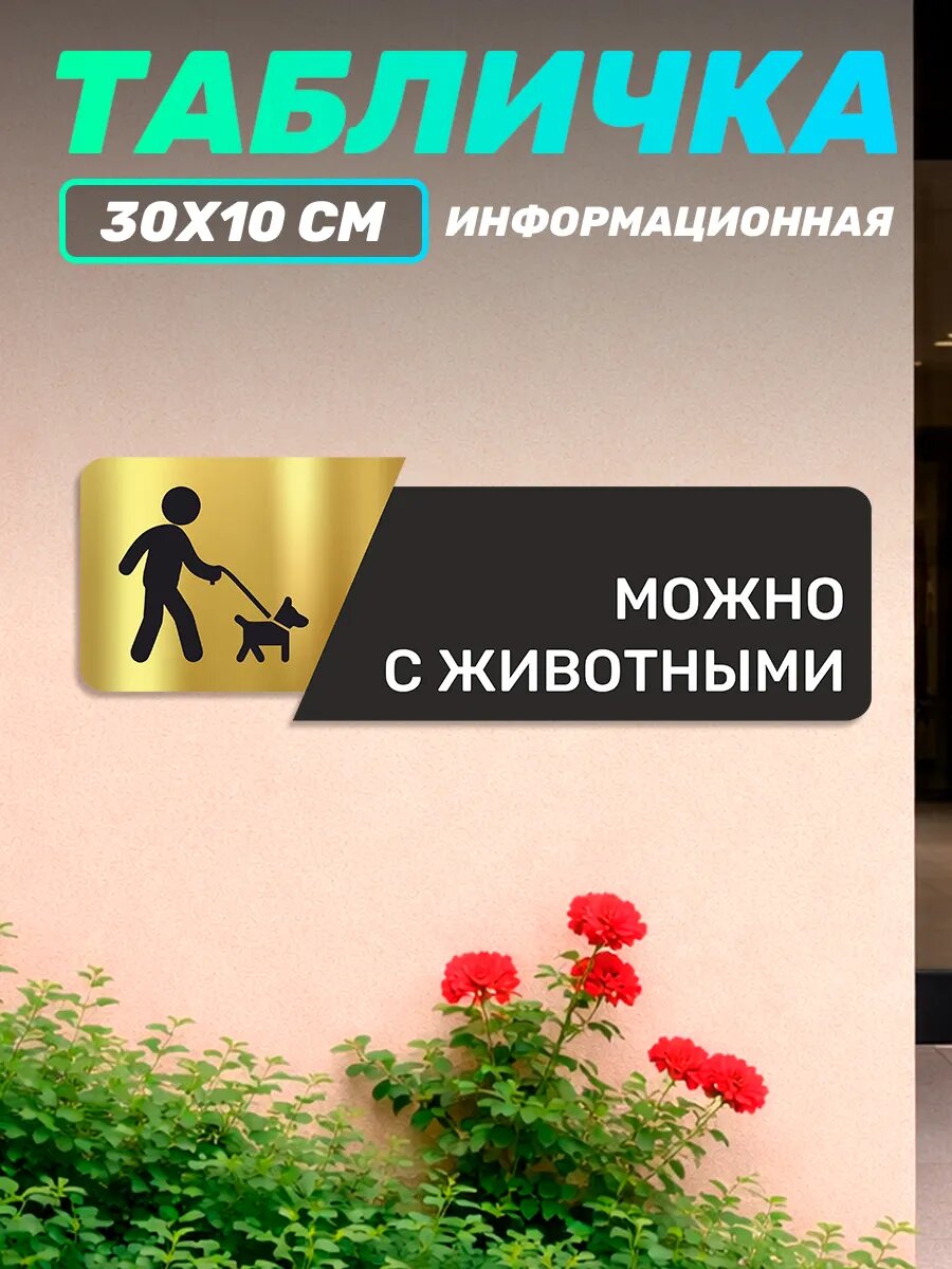 Табличка уличная информационная Можно с животными