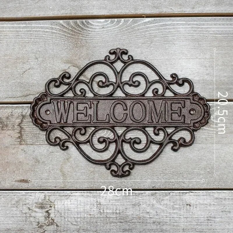 Дверная табличка "Welcome" металлическая 28x20.5cm