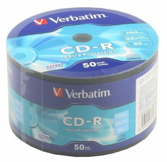 Диск CD-R Verbatim 700 Mb, 52х Bulk 50 шт, оптические (43787)
