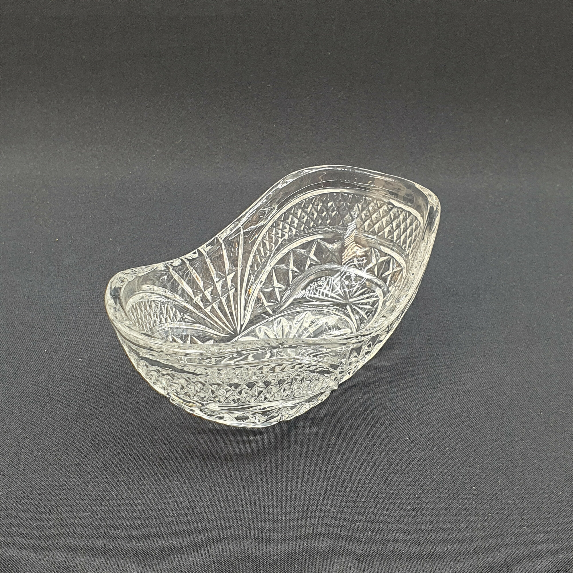 Винтажная ваза-конфетница Ладья, хрусталь 7 см, СССР