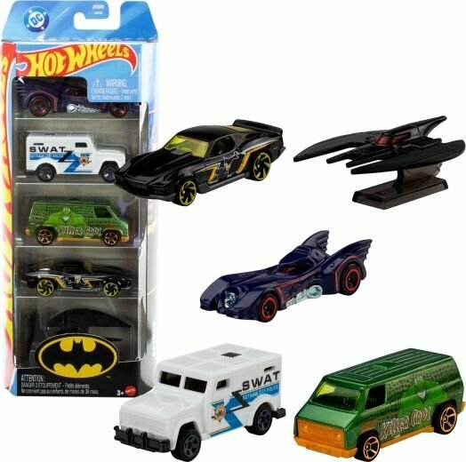 Игрушечный транспорт Hot Wheels - Набор из 5 машин -"Бэтмен", 1:64 - JLN10