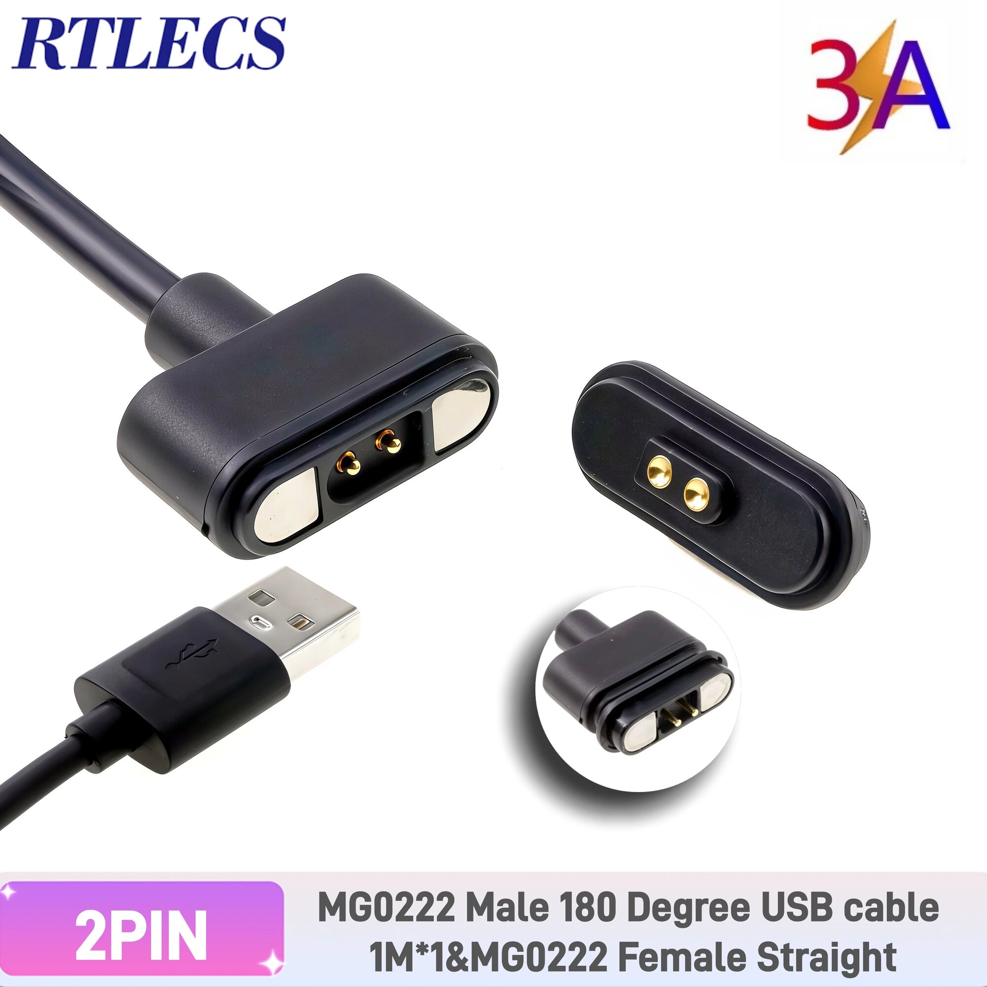 RTLECS MG0222 2Pin 3A, 180° USB кабель