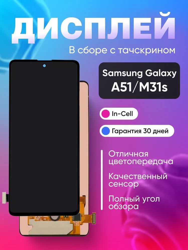 Дисплей для Samsung A515F в сборе Черный - (In-Cell)