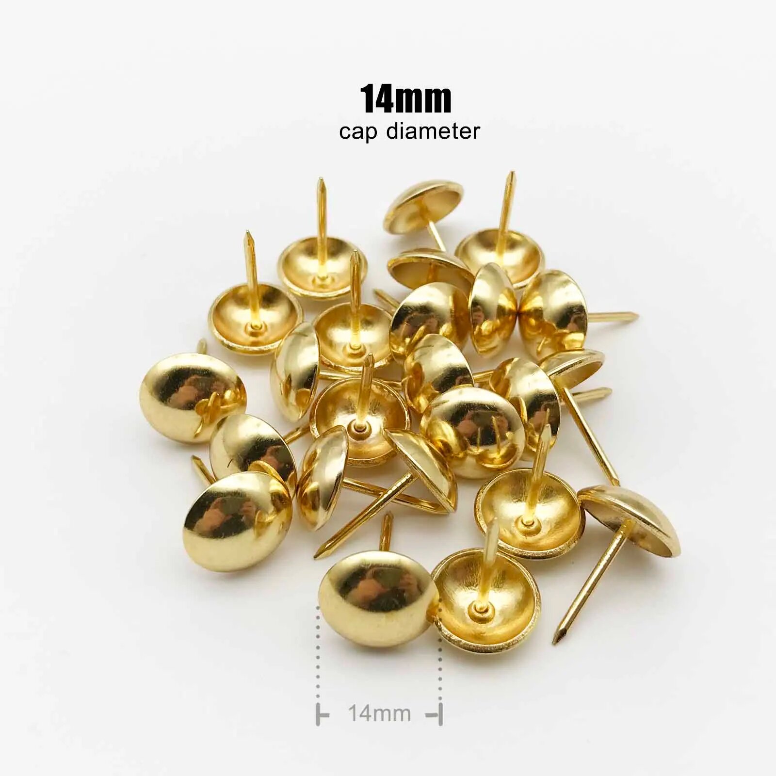 Золотые мебельные гвоздики, cap dia 14mm