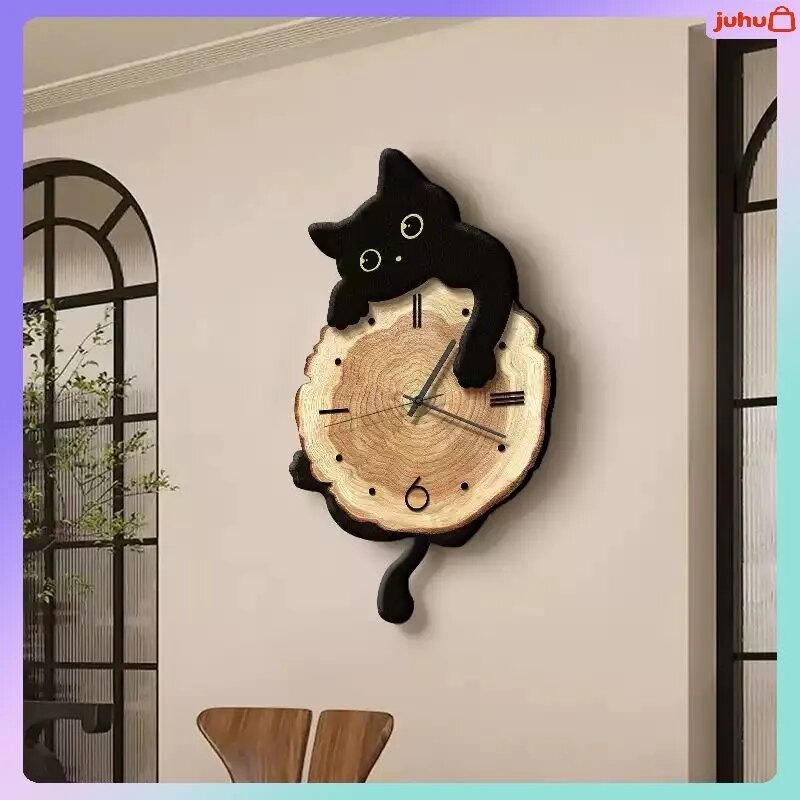 Настенные часы "CAT" в виде кошки, 50х28см, МДФ, бесшумный механизм