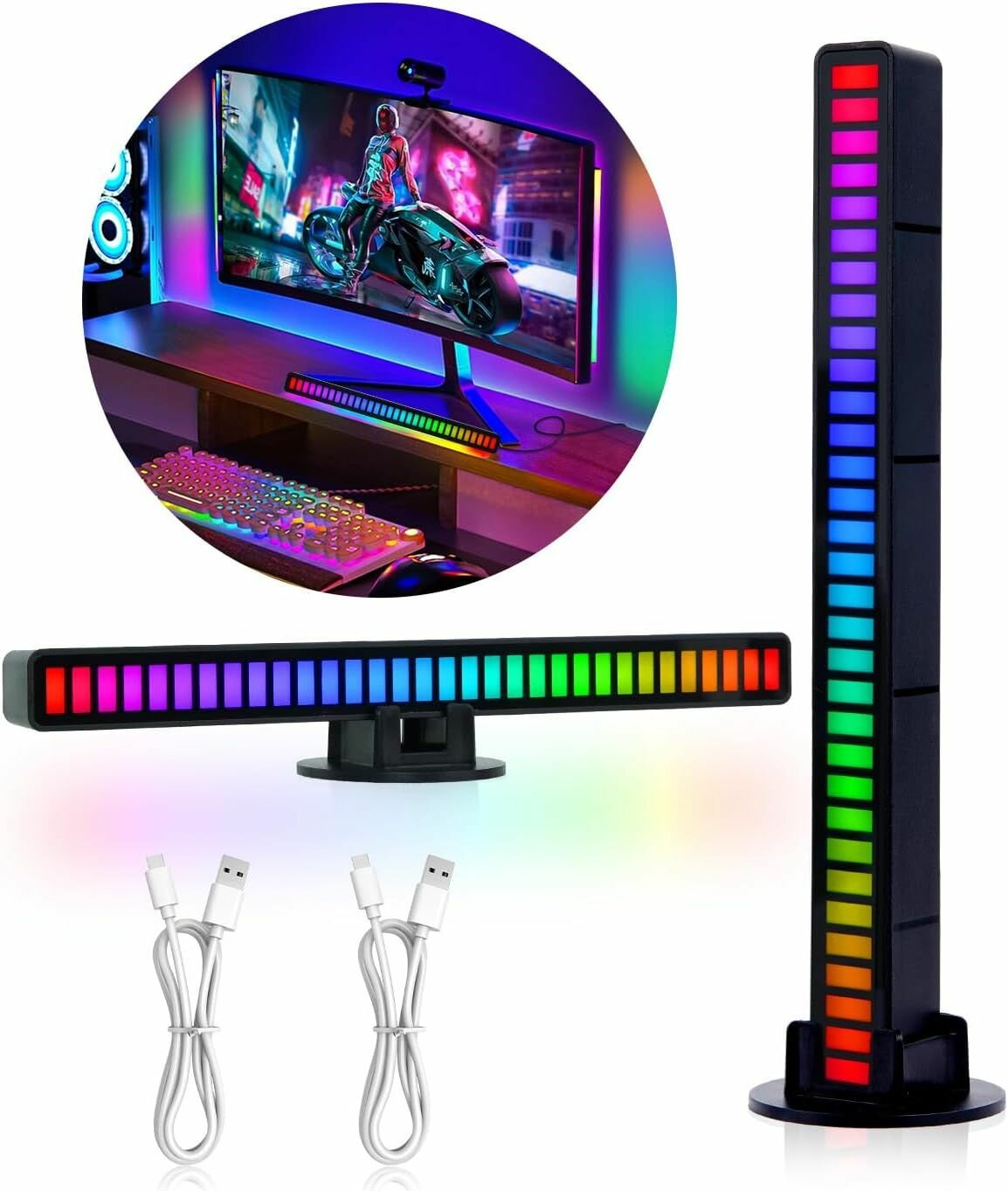 Лампа rgb; эквалайзер светодиодный; лампа настольная rgb, RGB-подсветка музыкального ритма, телевизор и т. д. (2 шт.)