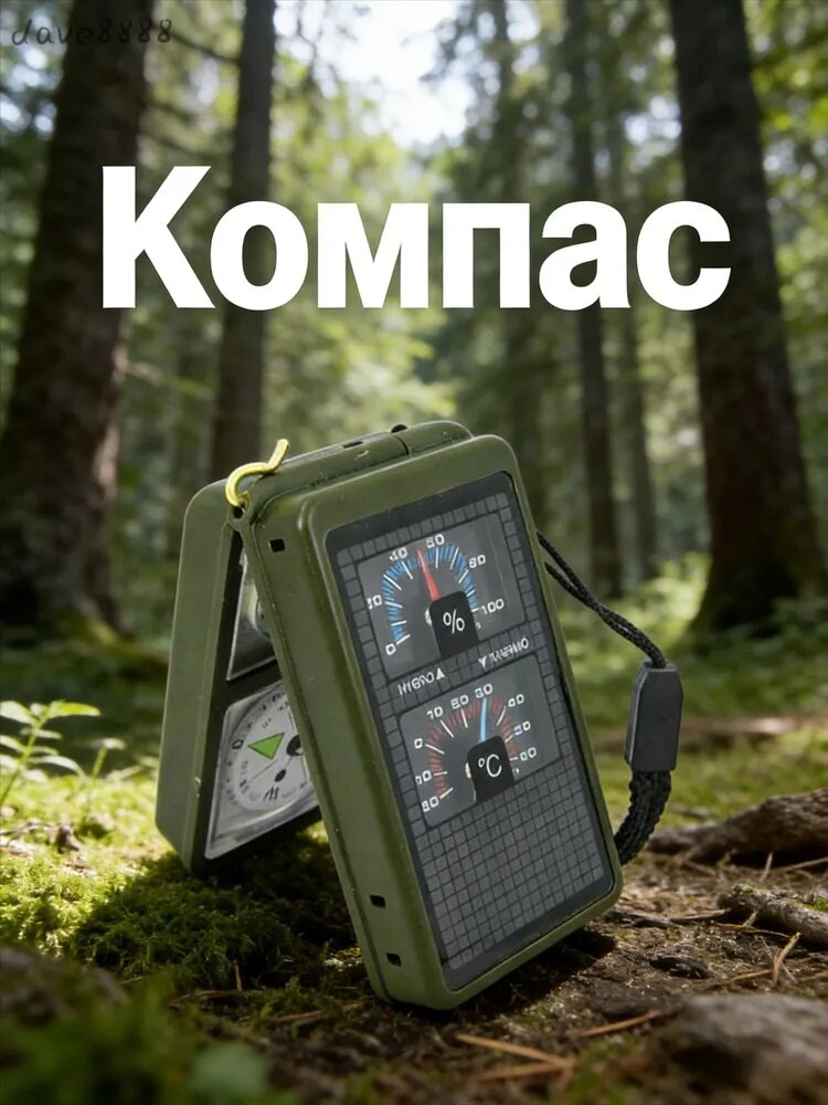 Компас-AAA многофункциональный с термометром и гигрометром для туризма и ориентирования