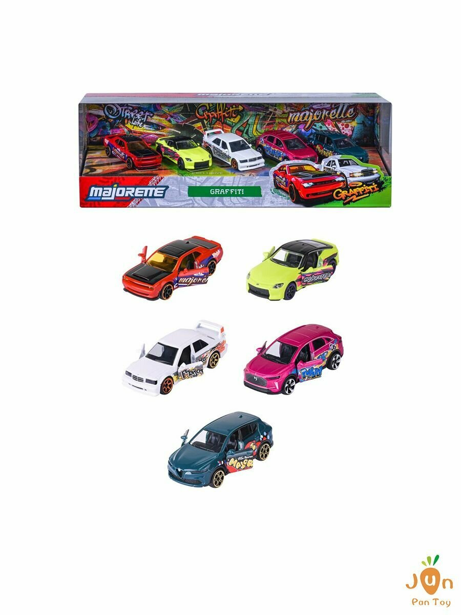 Majorette Graffiti Pack 5 Miniaturas / Подарочная Упаковка Игрушечные Машинки С Граффити В Стиле Мажоретки Представляет Собой Металлический Набор Из 5 Игрушек В Масштабе 1:64.