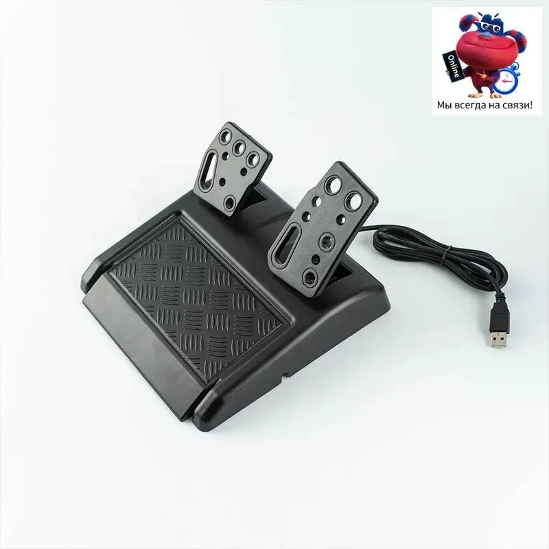 Игровой руль с педалями для PS2, PS3 и PC через USB-соединение, угол поворота 180°, в комплекте с коробкой передач — фото 1