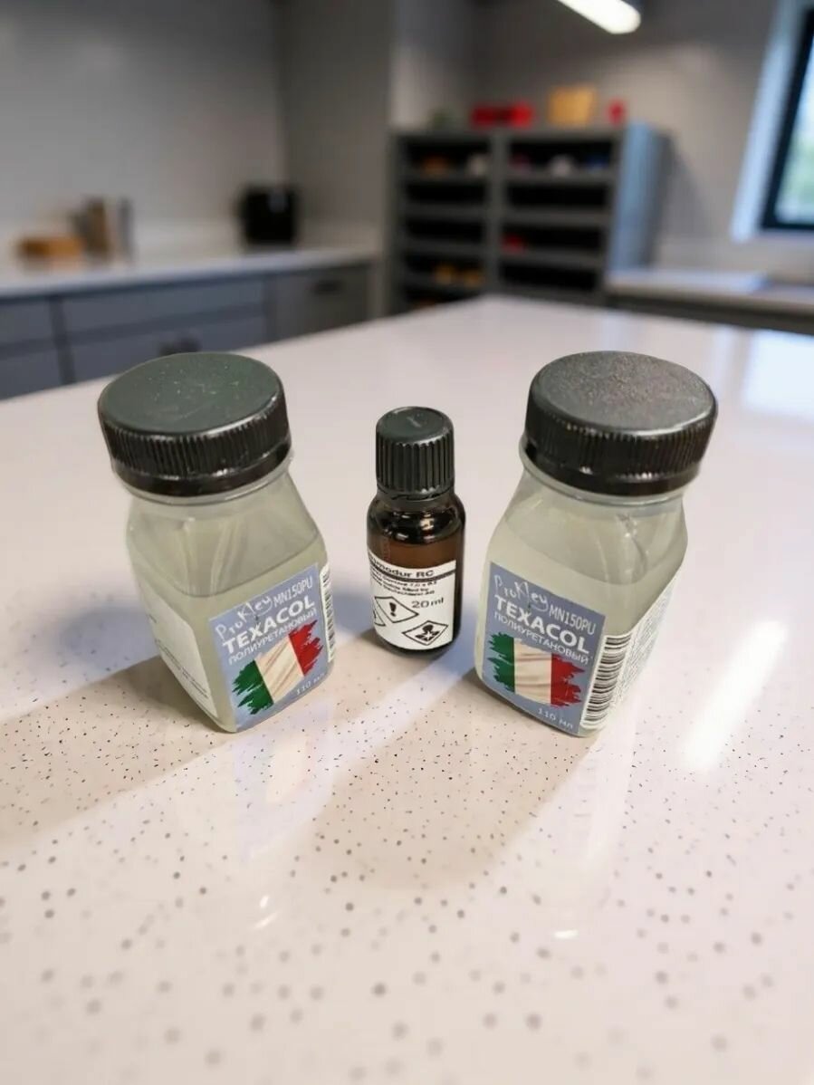 Набор для ремонта ПВХ лодок клей двухкомпонентный Texacol MN150PU PVC 200мл и отвердитель Десмодур 20мл партия 01.2025