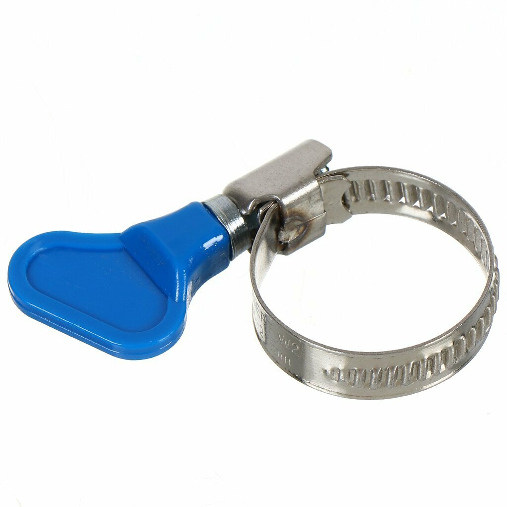 Хомут обжимной червячный с барашком СантехКреп 25-40 мм, стальной крепеж для шлангов и труб, 1 штука, артикул 1.9.4.