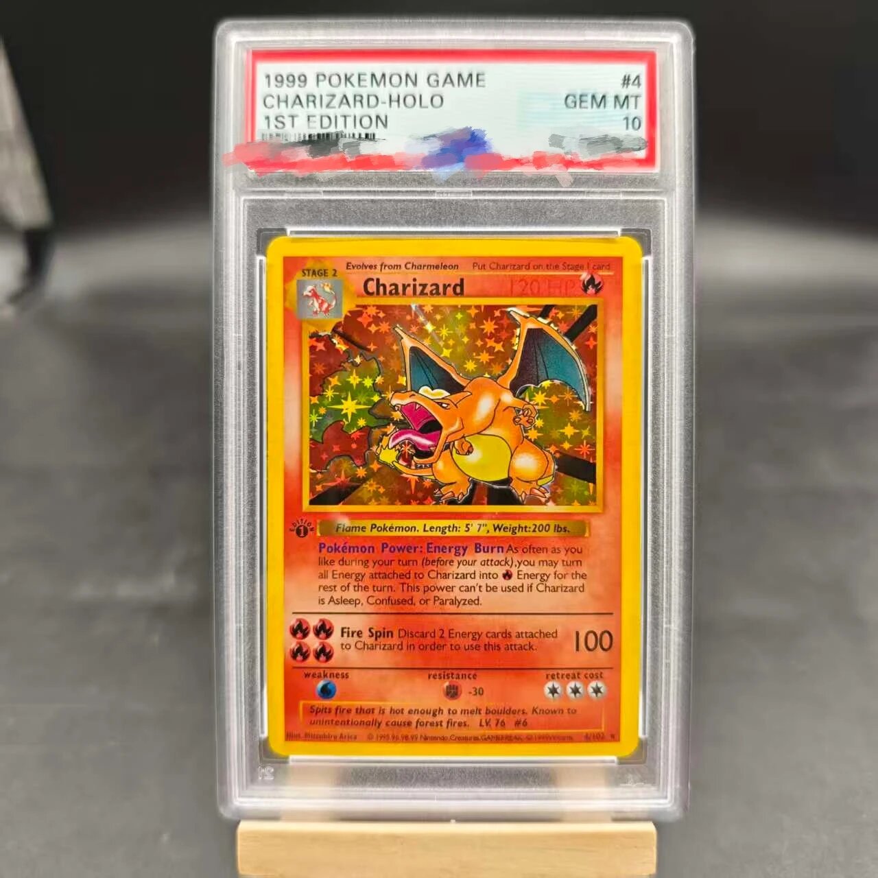 Карта с рейтингом DIY PTCG 1999 1ST EDITION CHARIZARD-HOLO 4/102, коллекционная карта, копия 10 точек, карта с рейтингом, аниме-игра, подарочная игрушка