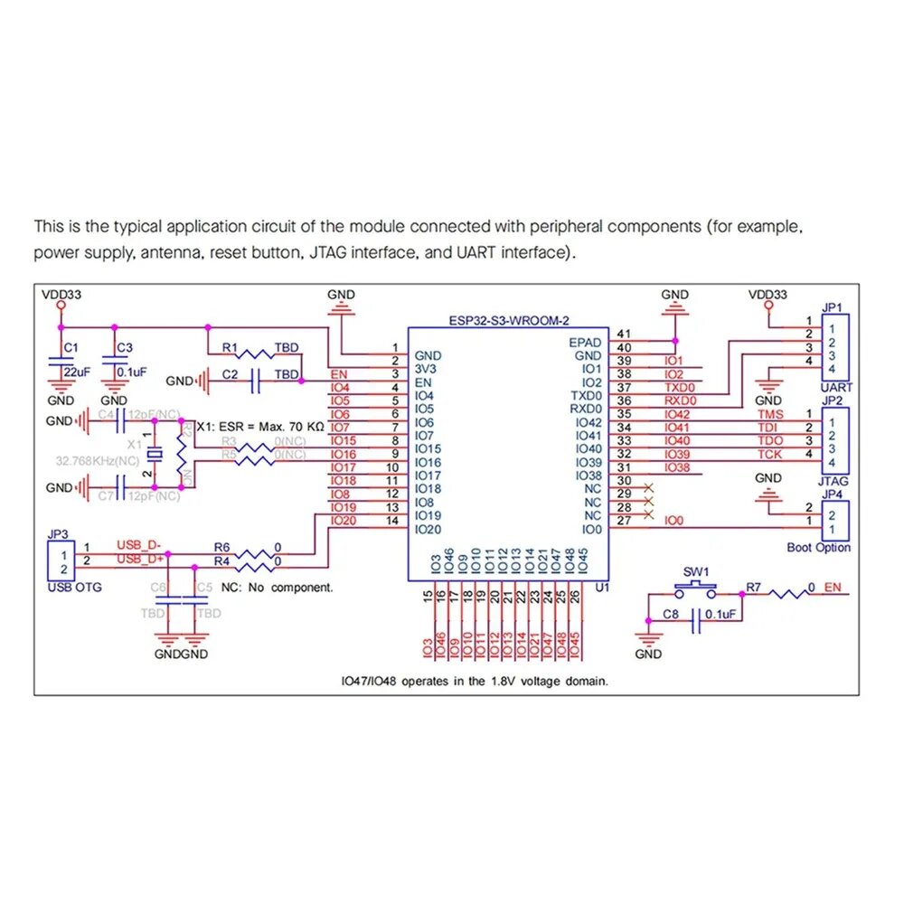 Модуль ESP32-S3-WROOM-2-N32R16V с высокой пропускной способностью для AIOT и возможностями обработки сигналов